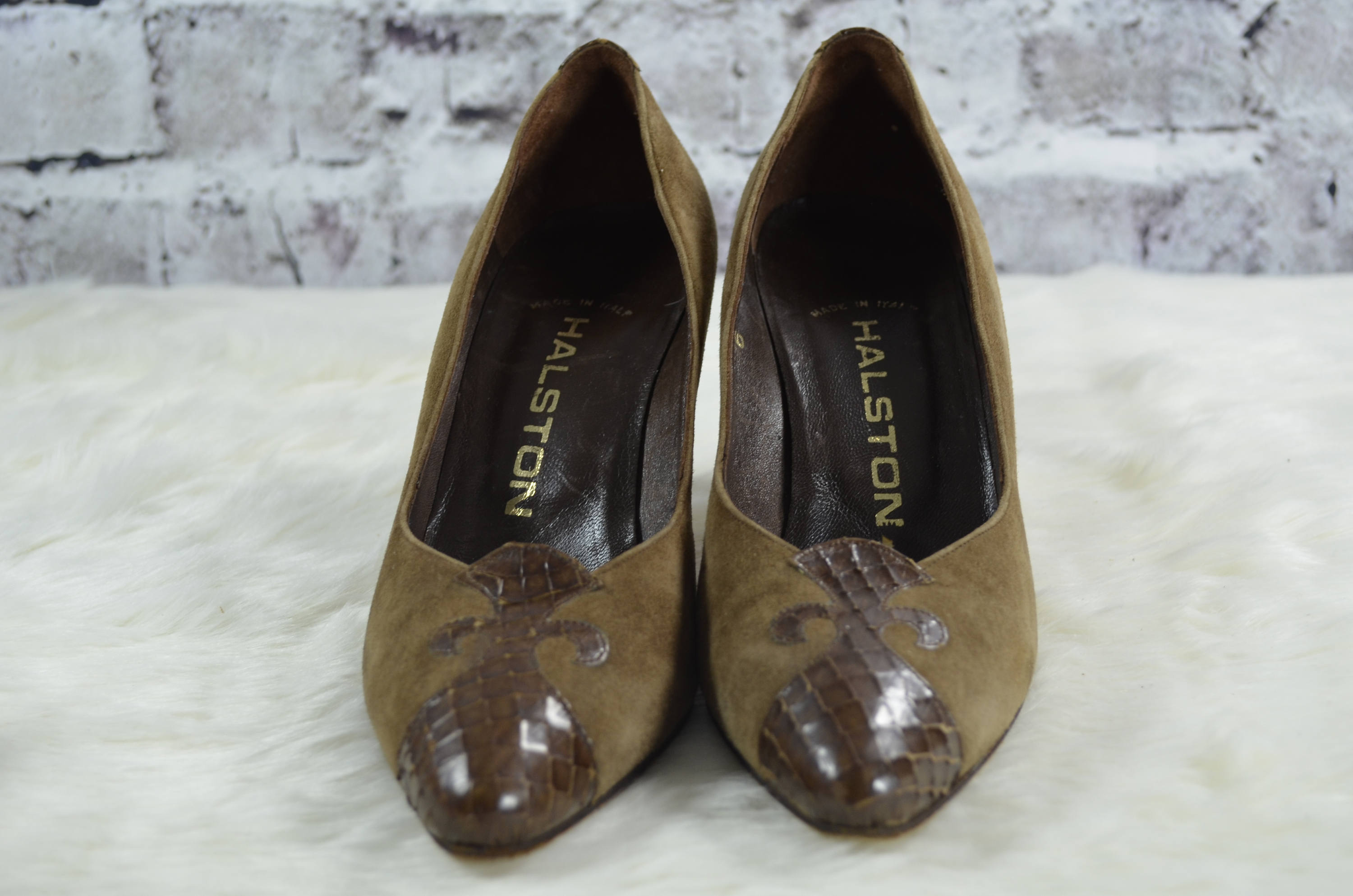 Vintage 1980s Halston Pumps, Vtg 80s Halston Heels, Vtg 80s Brown Suede ...