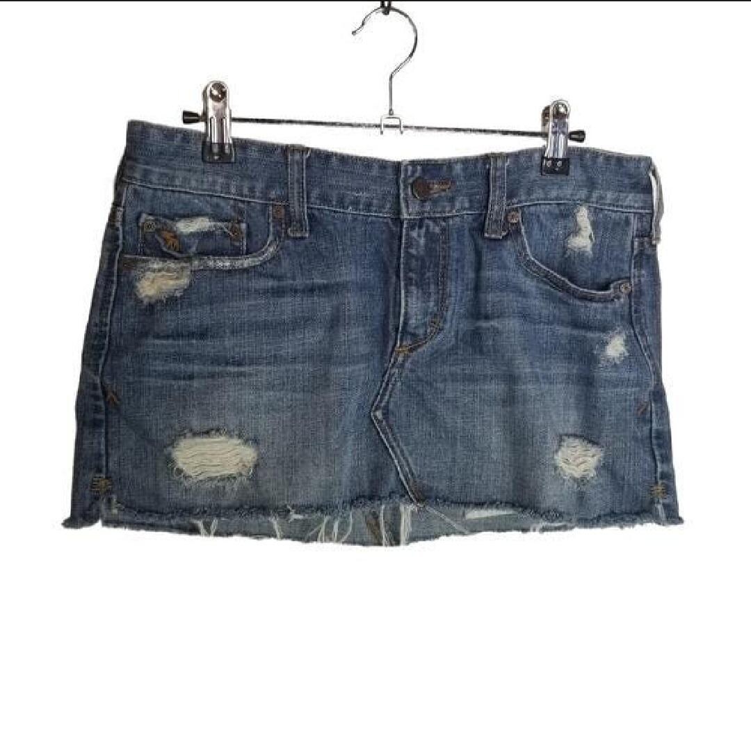 Vtg Y2k Abercrombie Moose Distressed Jean Mini Skirt 2000s Super Short ...