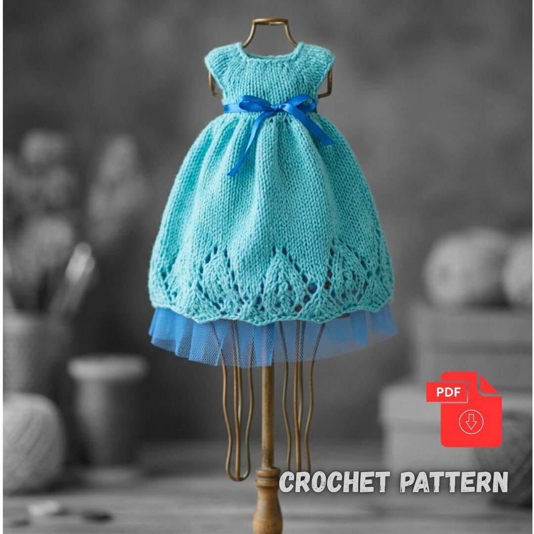 Knit Dress Pattern for 16-18 Inch Dolls | A-line PDF With Chart ...