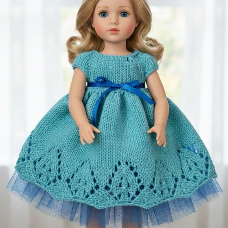 Knit Dress Pattern for 16-18 Inch Dolls | A-line PDF With Chart ...