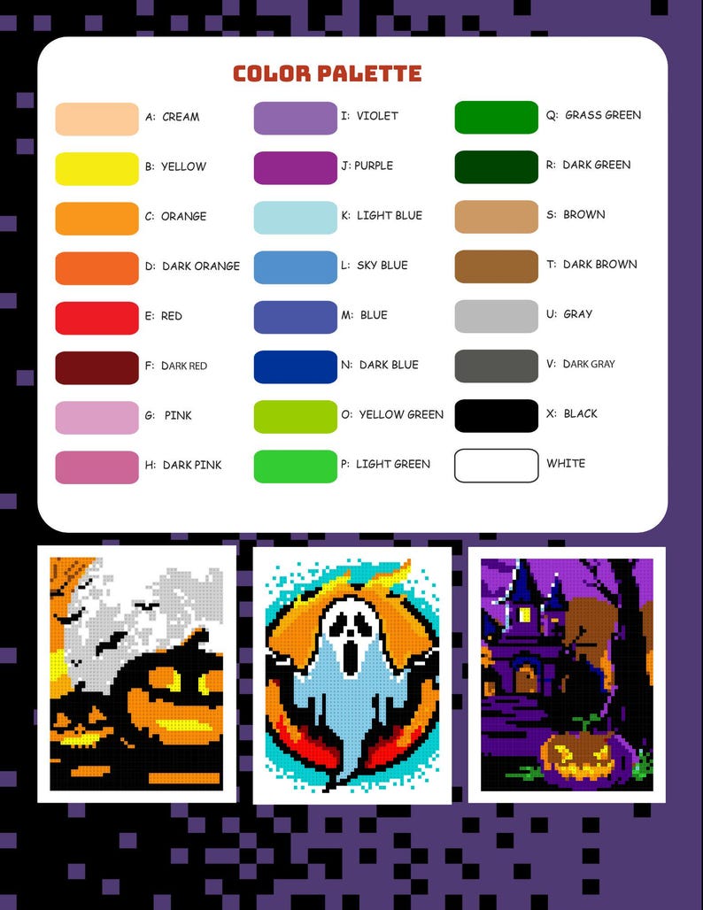 Mystery Mosaics Pixel Color by Number Haunted Halloween Magic - Etsy