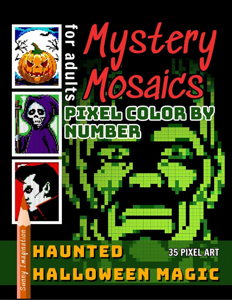 Mystery Mosaics Pixel Color by Number Haunted Halloween Magic - Etsy