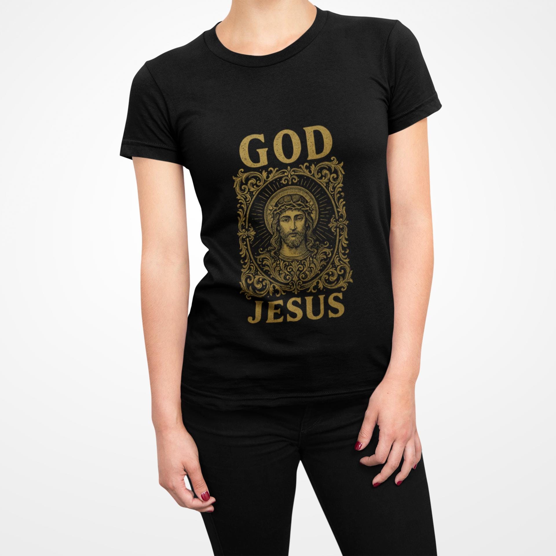 Vintage Jesus Christ T-shirt, Gold God Shirt, Christian Religious Art ...
