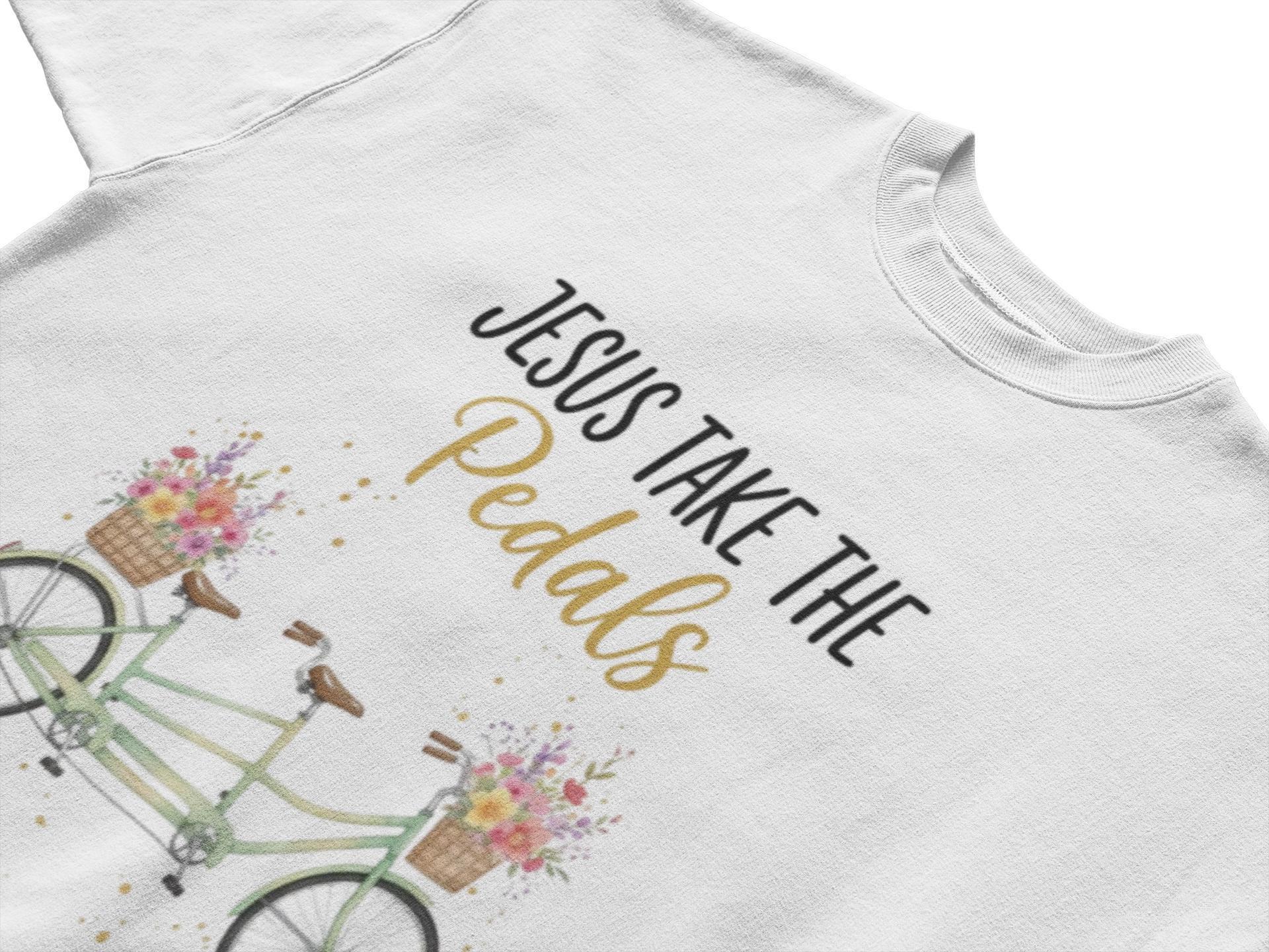 Jesus Take the Pedals Shirt, Christian Faith, Floral Bike (digital ...