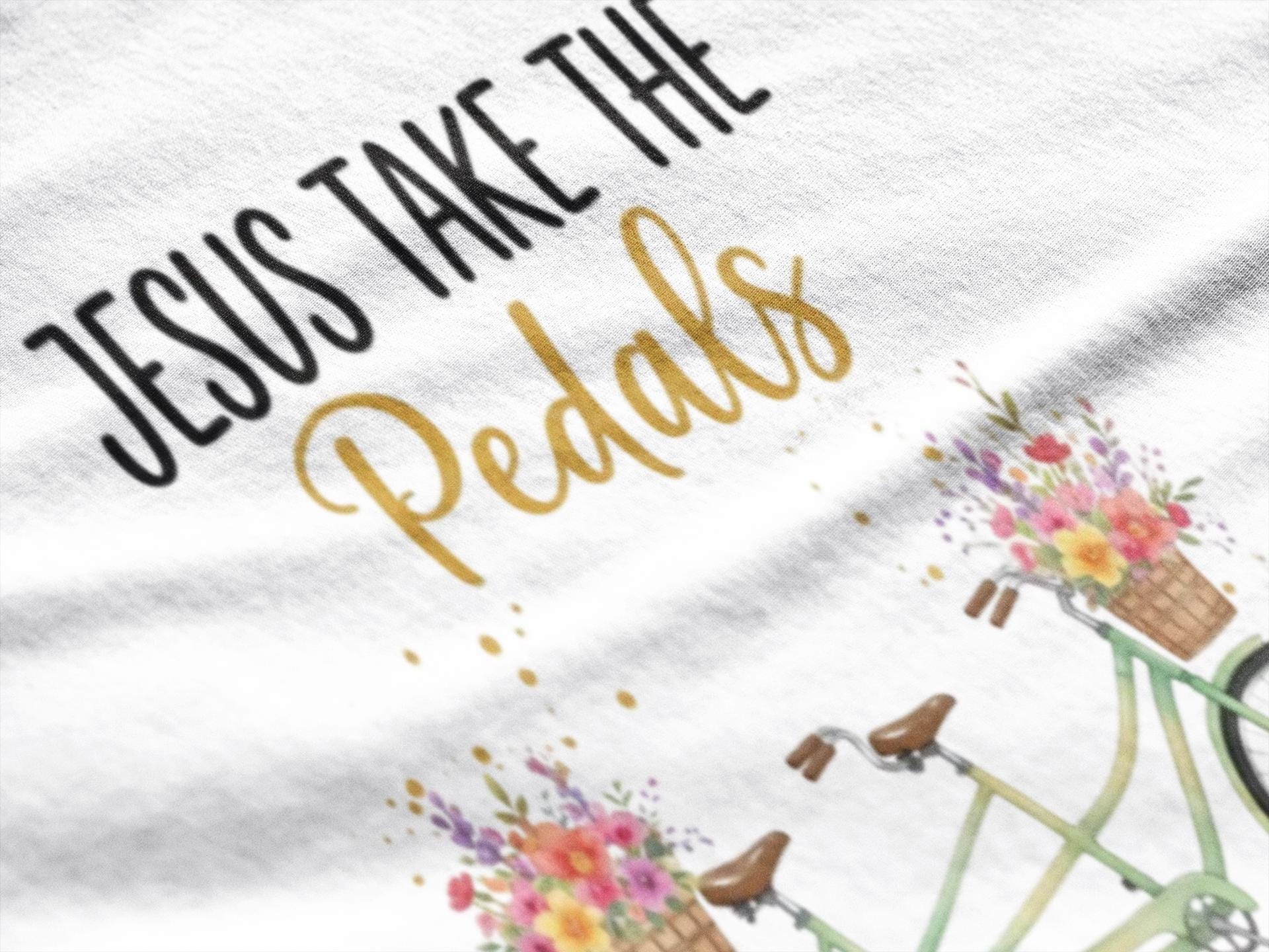 Jesus Take the Pedals Shirt, Christian Faith, Floral Bike (digital ...