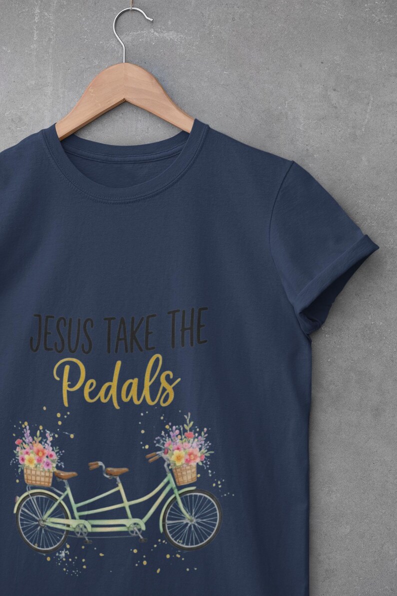 Jesus Take the Pedals Shirt, Christian Faith, Floral Bike (digital ...