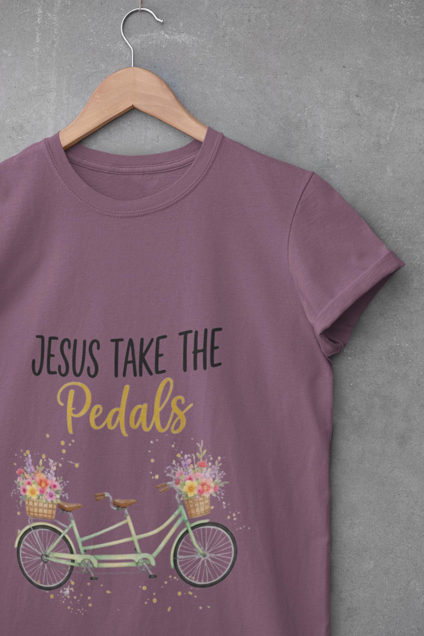 Jesus Take the Pedals Shirt, Christian Faith, Floral Bike (digital ...