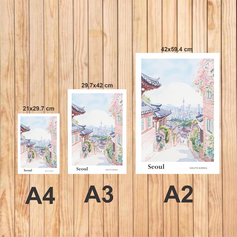 Seoul Wall Art Print, South Korea Travel Poster, Bukchon Hanok Village ...