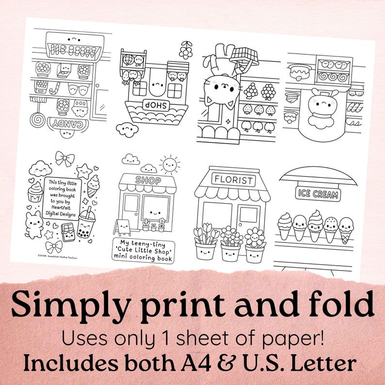 Tiny Shop Coloring Book: Kawaii Mini Colouring Pages for Kids or Adults ...