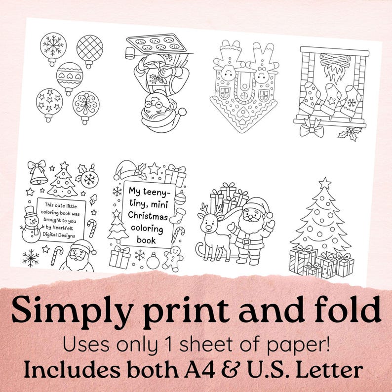 Christmas Mini Coloring Book: Printable Tiny Xmas Colouring Pages for ...