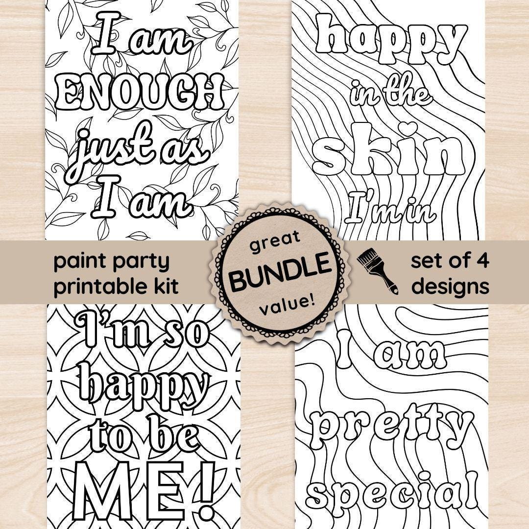 Self Love Sip and Paint BUNDLE With Instructions, Positive Affirmation ...