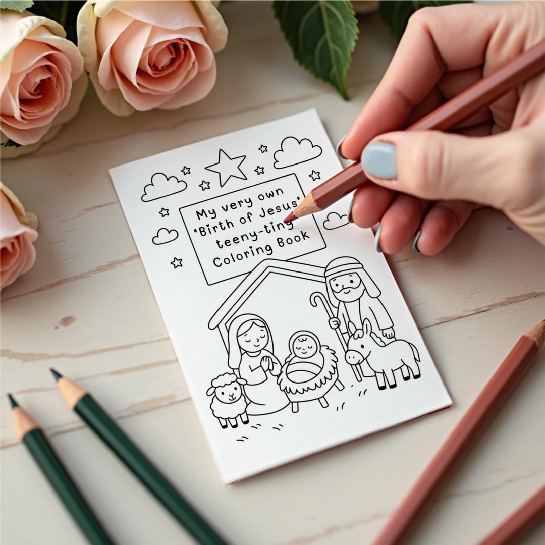 Christmas Mini Coloring Book: Pocket Colouring Pages for Christian Kids ...