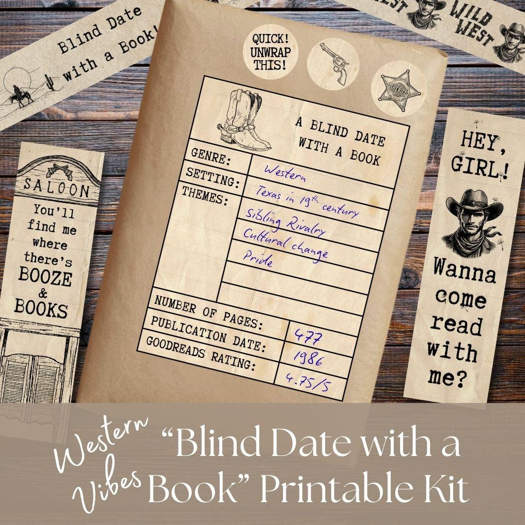 Blind Date With a Book Printable Gift Wrapping Kit; Western Theme BDWAB ...