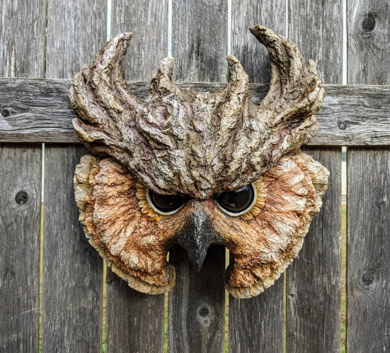 Great Horned Tree Bark Owl Display Mask - Etsy