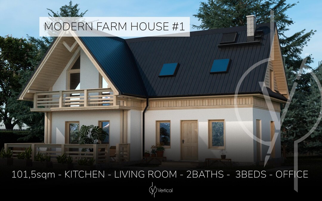 Modern House Concept Design VERTICAL #1 in .pdf With Visualizations - Etsy