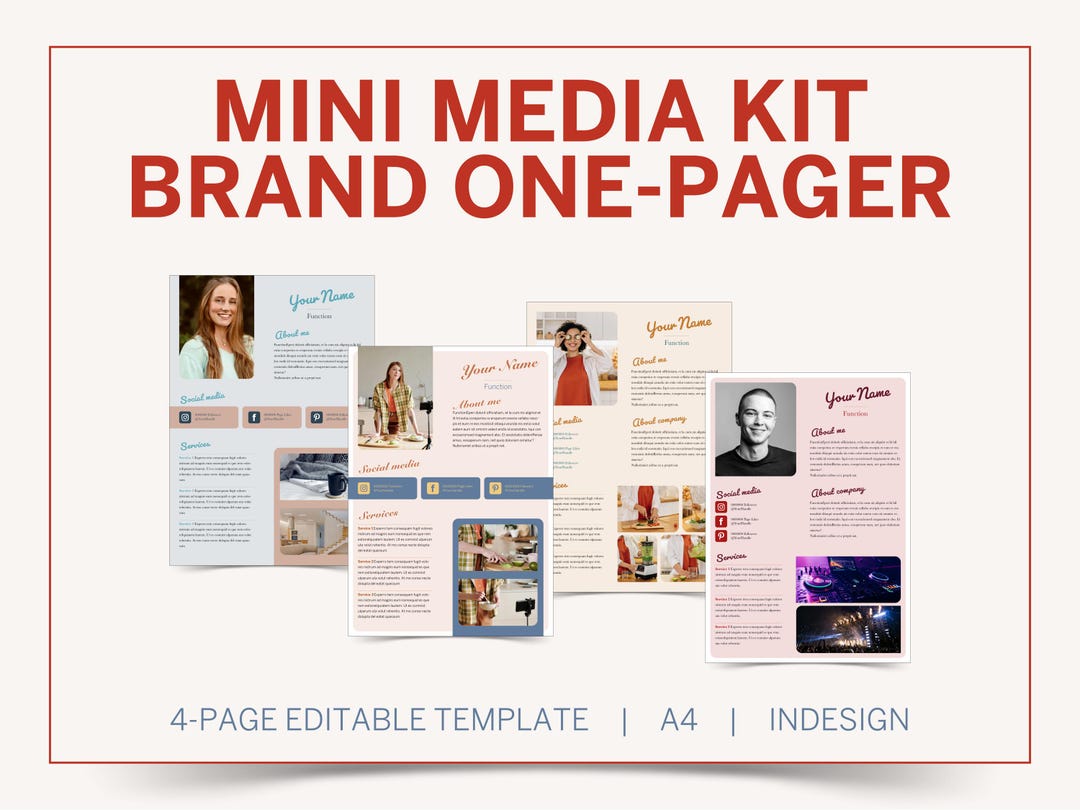 Mini Media Kit Template | Brand One Pager | Indesign Template for ...