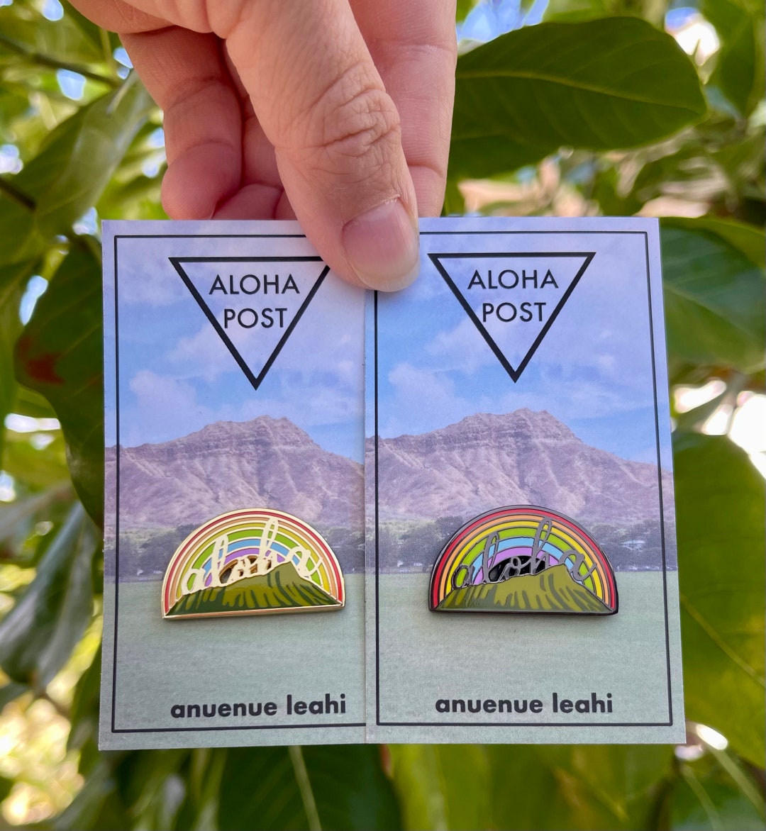 Aloha Anuenue Over Leahi - Hard Enamel Pin - Lapel Pin (black OR Gold ...