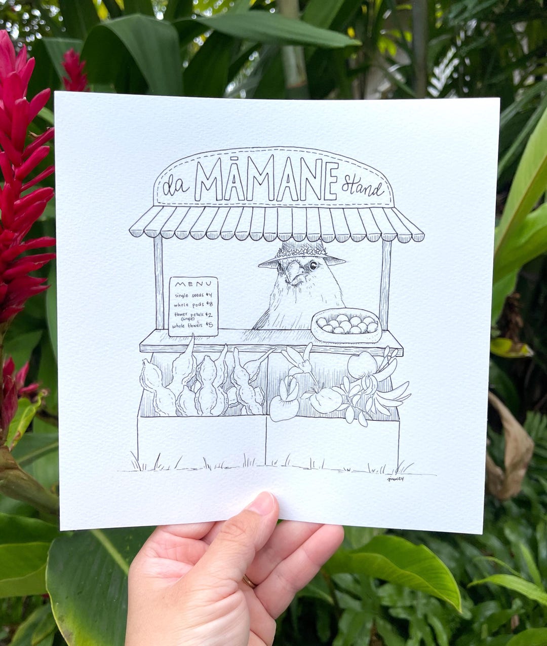 Birdtober Print: Da Māmane Stand (palila) - Art Print - Etsy