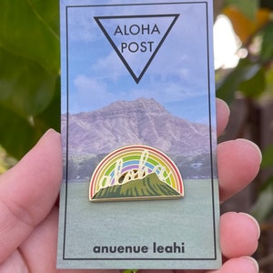 Aloha Anuenue Over Leahi - Hard Enamel Pin - Lapel Pin (black OR Gold ...