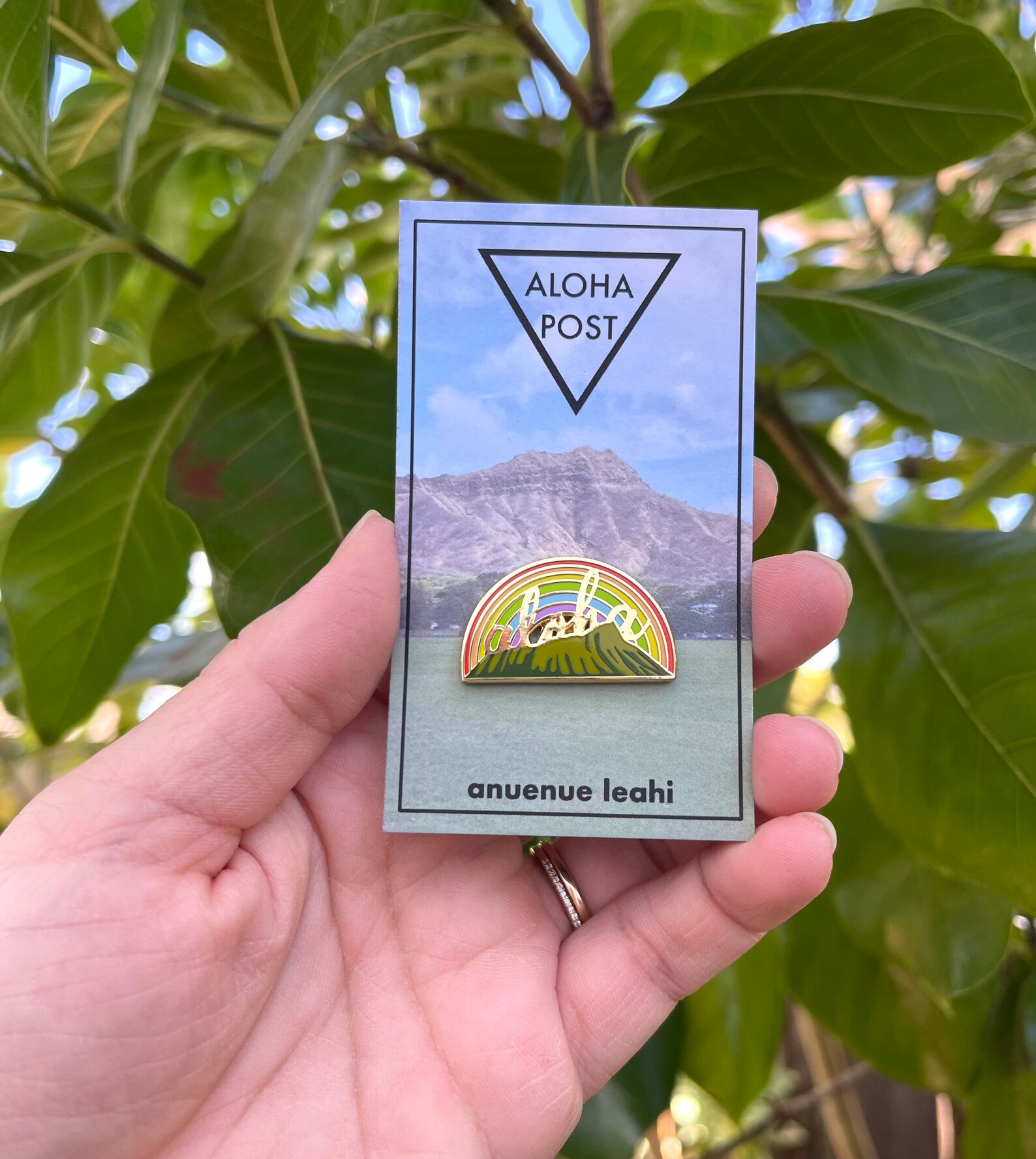 Aloha Anuenue Over Leahi - Hard Enamel Pin - Lapel Pin (black OR Gold ...