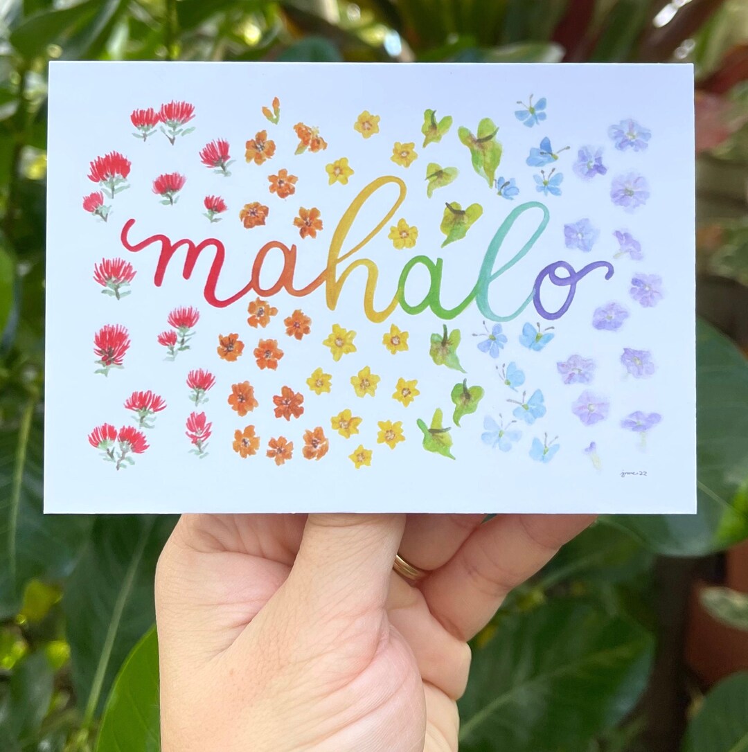 Mahalo - Hawaii Greeting Card - Etsy