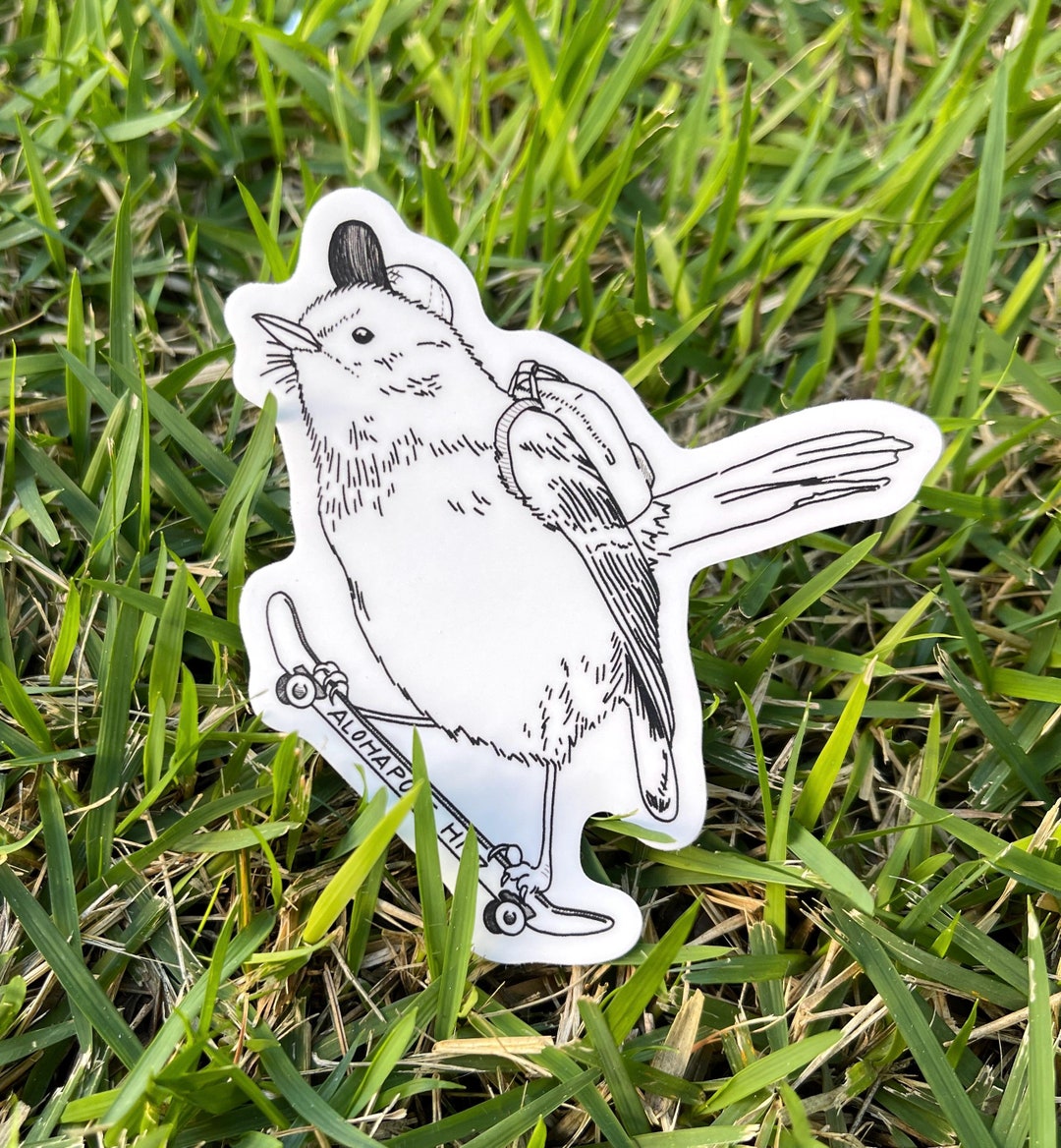Birdtober 2024 "backpack" ʻelepaio (sk8er Boi) - Local Kine Stickers - Etsy