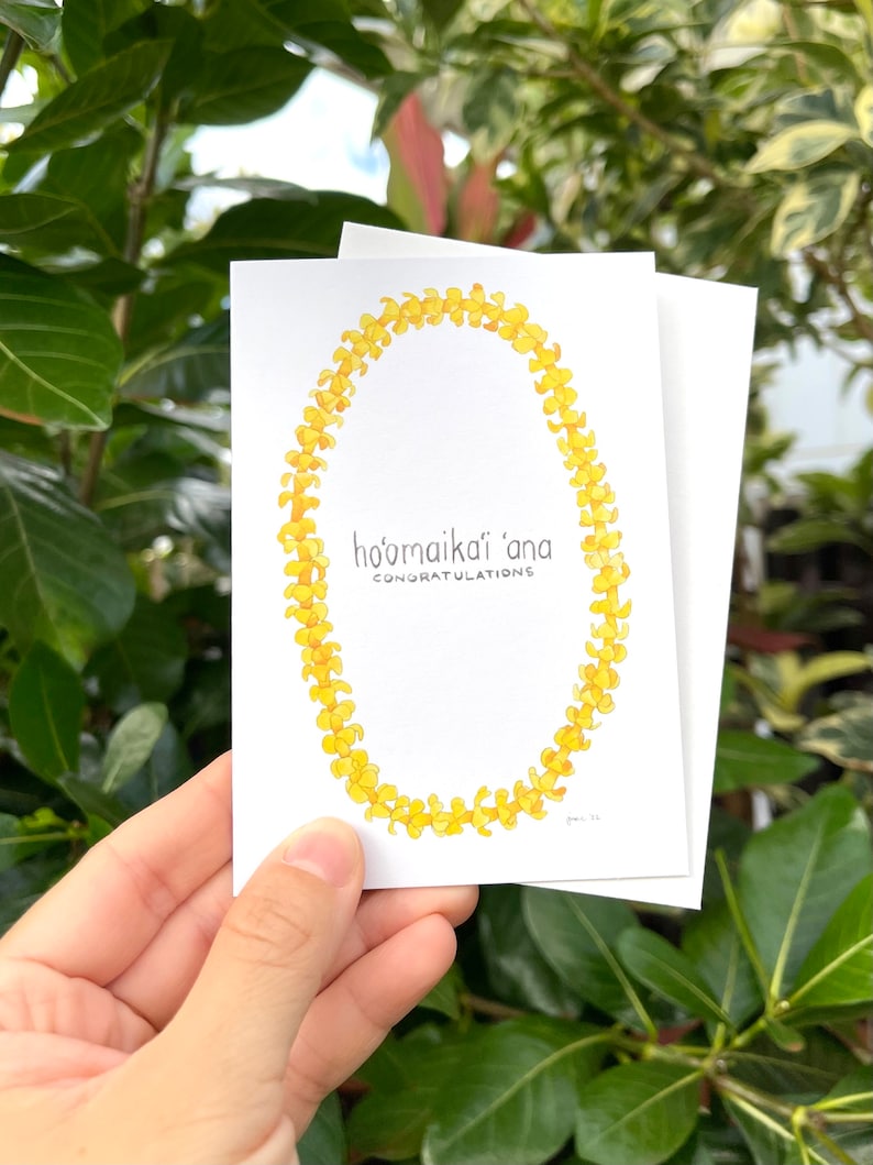 Hoomaikaiana congratulations Puakenikeni Lei Hawaii Greeting Card - Etsy