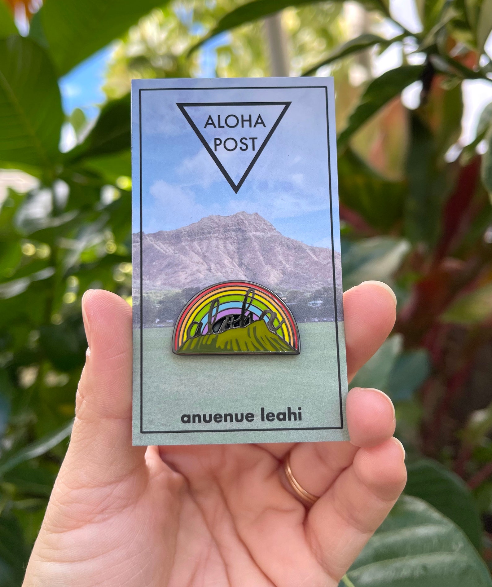Aloha Anuenue Over Leahi - Hard Enamel Pin - Lapel Pin (black OR Gold ...
