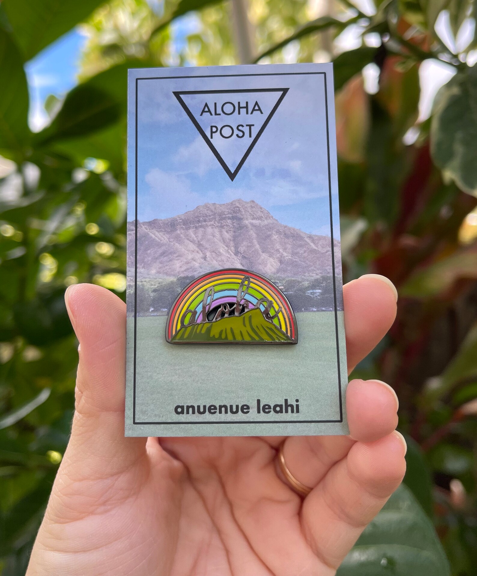 Aloha Anuenue Over Leahi - Hard Enamel Pin - Lapel Pin (black OR Gold ...