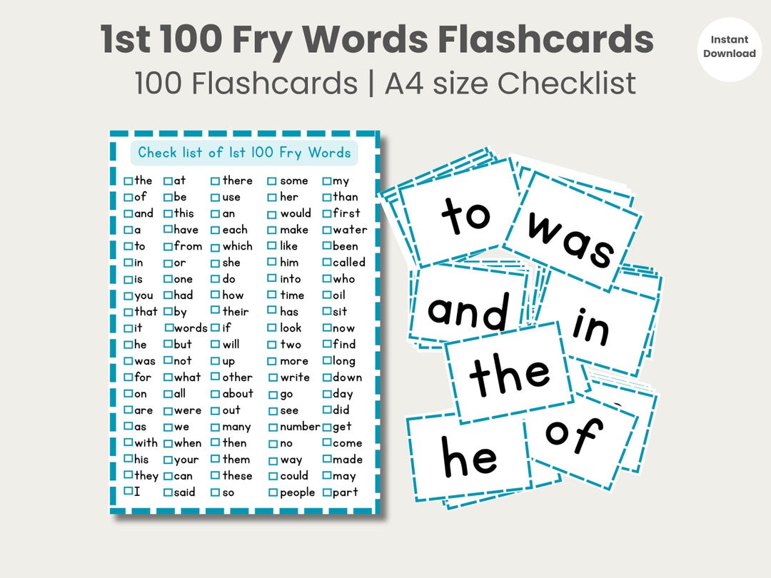 First 100 Fry Sight Words Flashcards: Early Reading Practice (digital ...