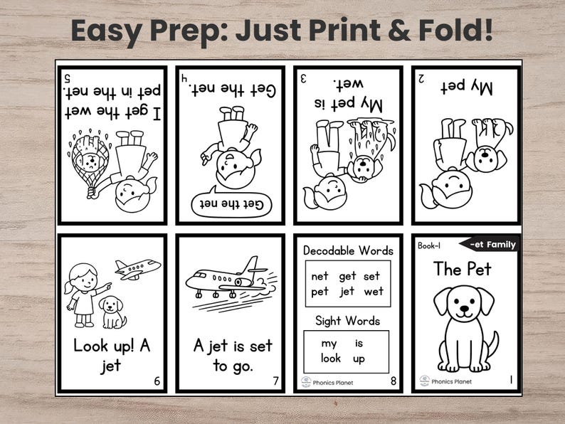 CVC Decodable Mini Readers: Short Vowel -e Fodable Books, Phonics Word ...