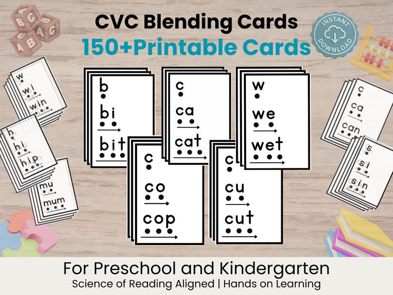 CVC Successive Blending Cards – Science of Reading Phonics Flashcards ...