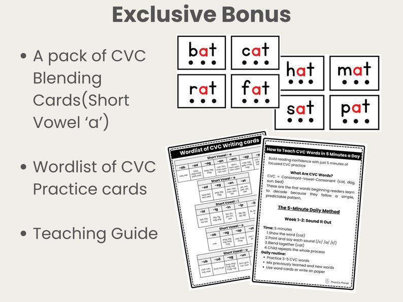 CVC Word Cards | Phonics Practice, Read, Trace, Write (digital Download ...