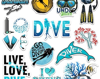 10pcs Scuba Diving Stickers Pack, Ocean Diving Sticker, Underwater ...