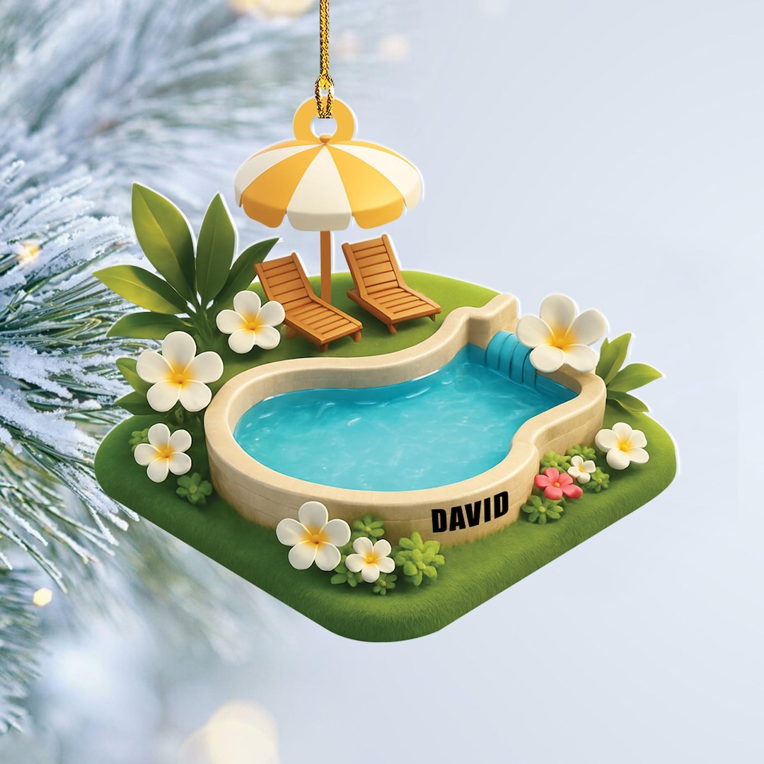 Custom Swimming Pool Christmas Ornament: Swimmer Gift (2D Flat) - Etsy