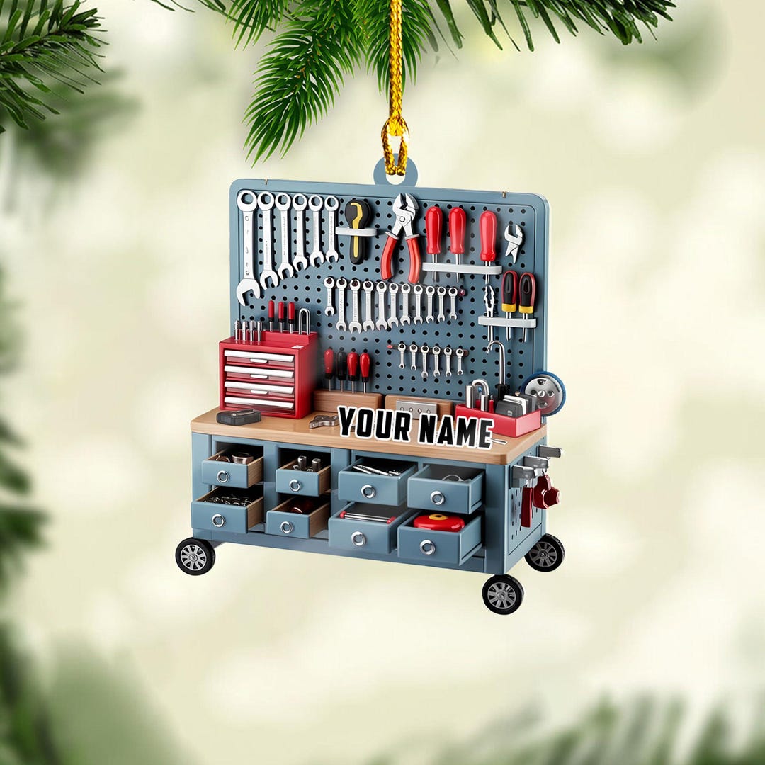 Personalized Mechanic Tool Box Flat Ornament, Custom Tools Garage ...