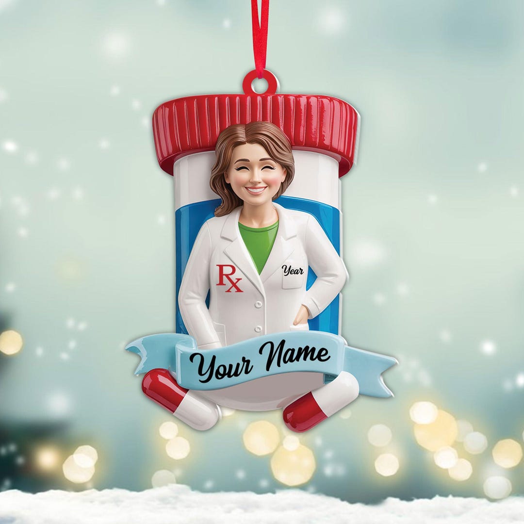 Custom RX Pharmacy Ornament 2D Flat Acrylic, Personalized Pharmacist ...