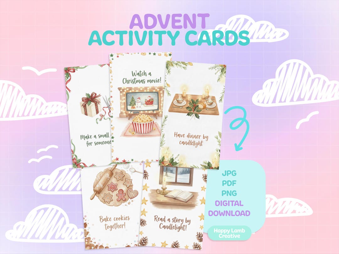 Printable Advent Activity Cards for Kids Christmas Bucket List Advent ...
