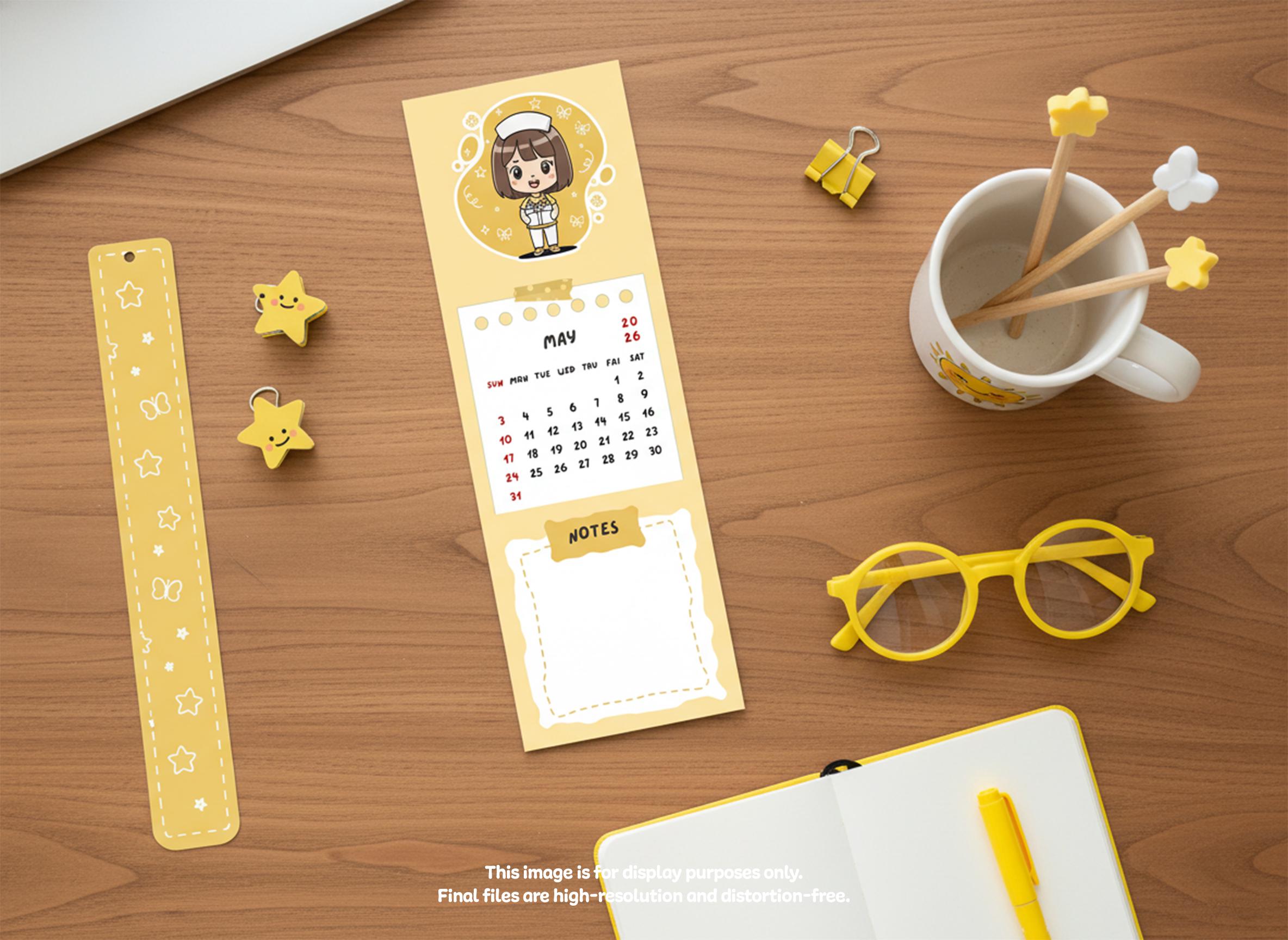 2026 Calendar Printable Nurse Bookmark Set Monthly Calendar Diy Medical ...