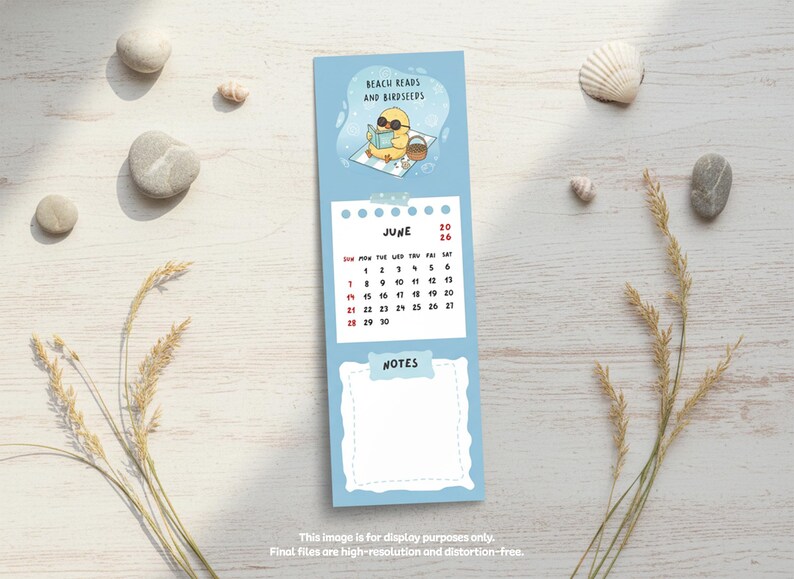 2026 Calendar Reader Bookmark Monthly Calendar Mini Bookworm Bookmark ...