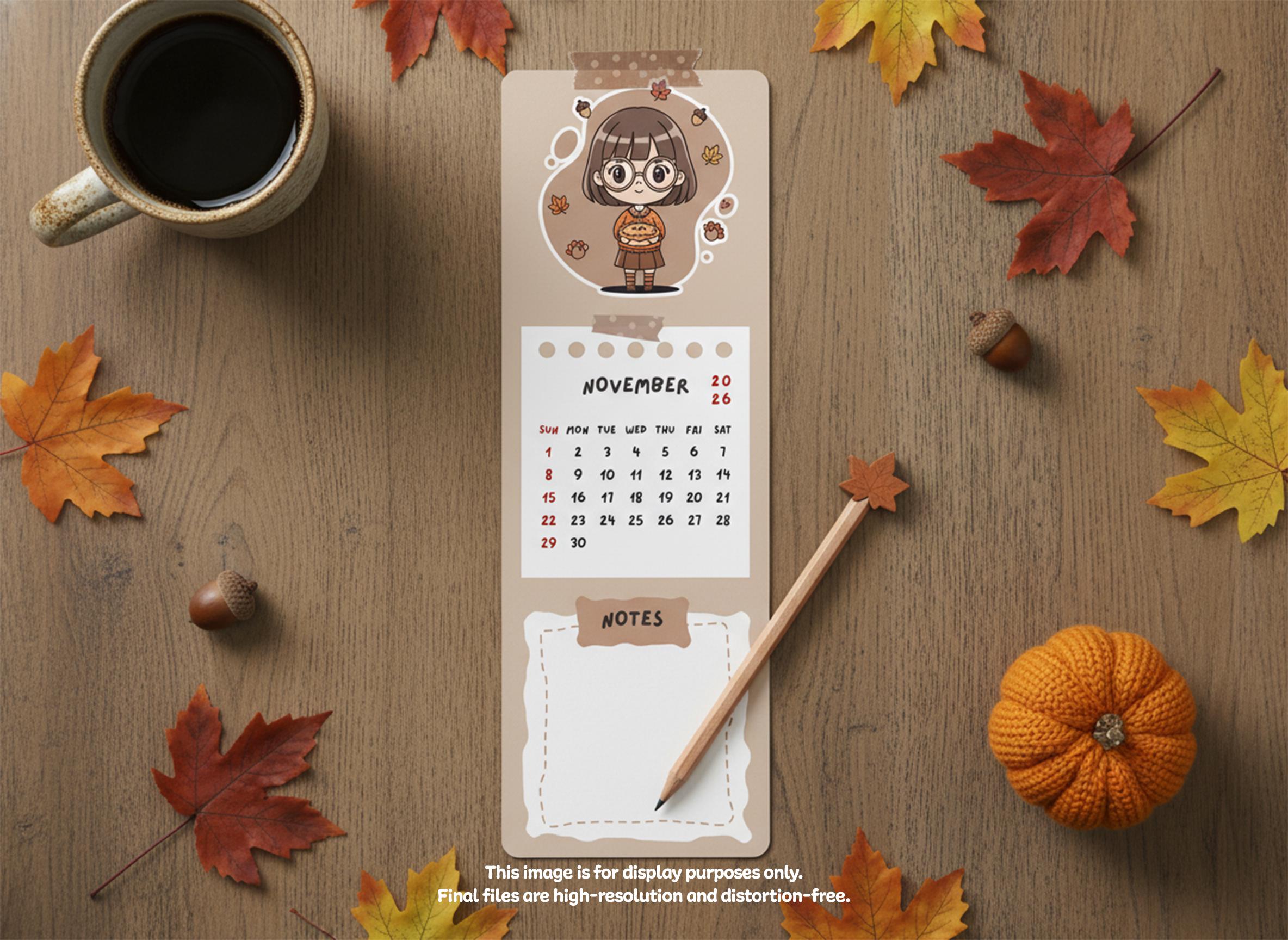 2026 Calendar Teacher Bookmark Set Monthly Calendar Mini Cute Planner ...