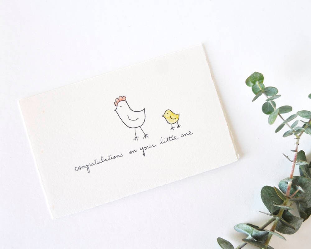 Baby Congratulations Cute Hen and Chick Card Little One - Etsy