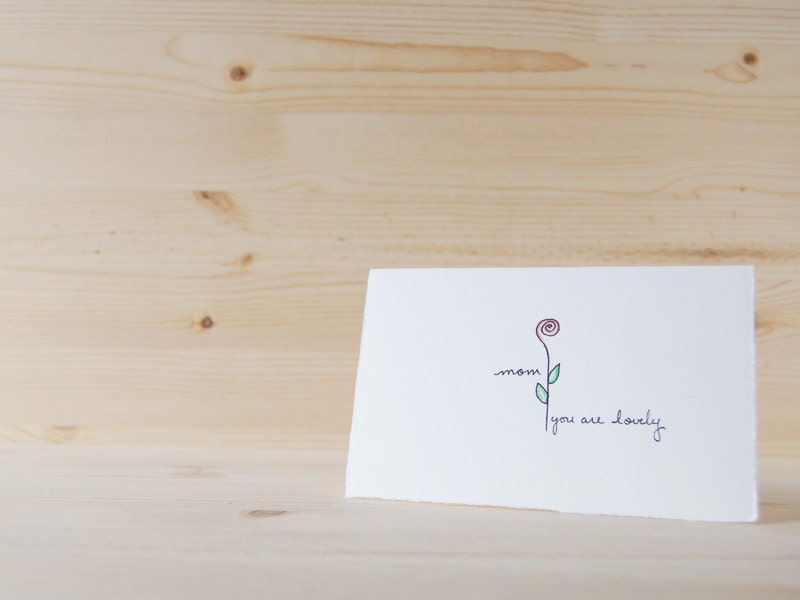 Mother's Day Card - Simple Rose Drawing - Mom, You Are Lovely - Etsy