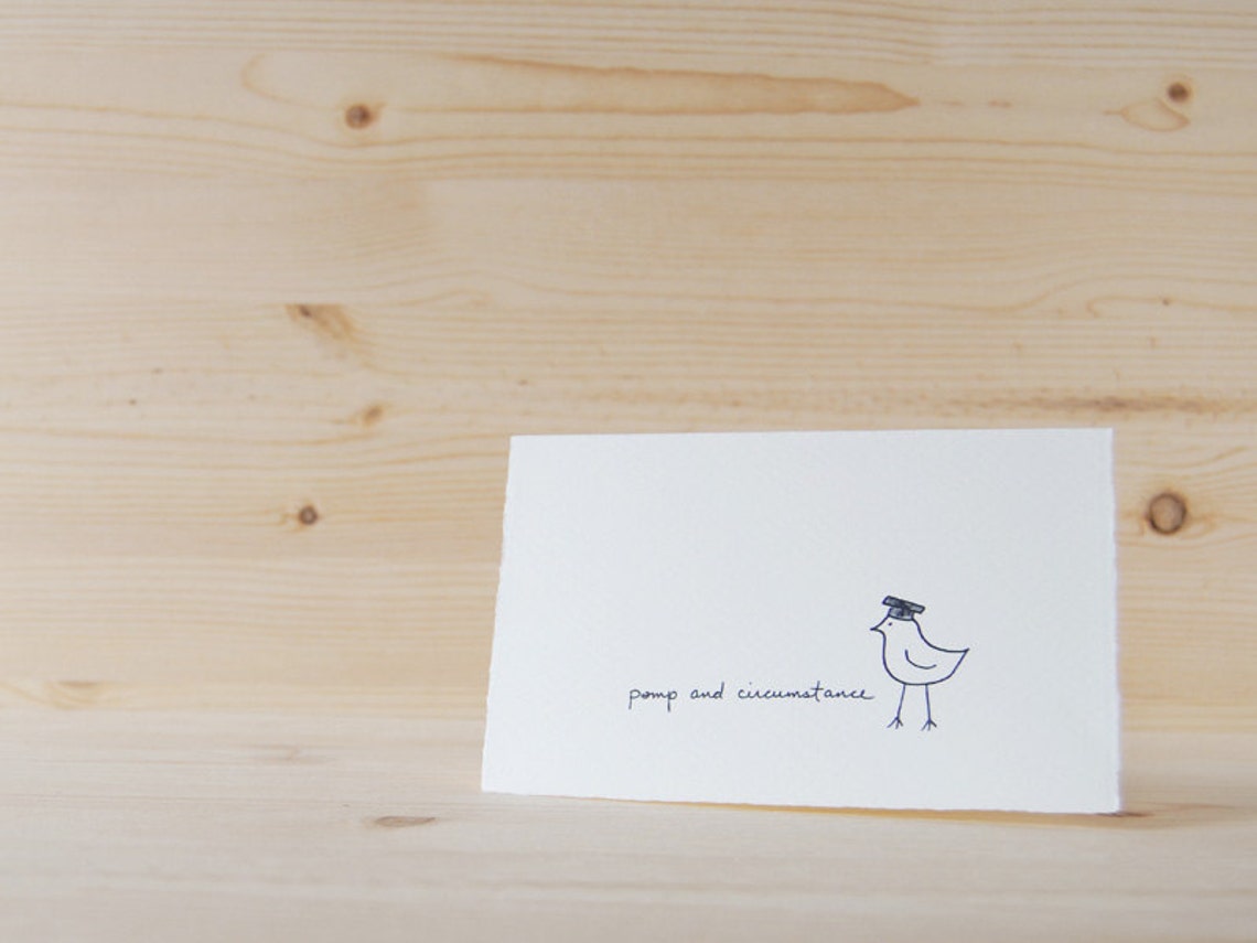 Cute Graduation Card Simple Bird in Academic Cap Pomp and Circumstance ...