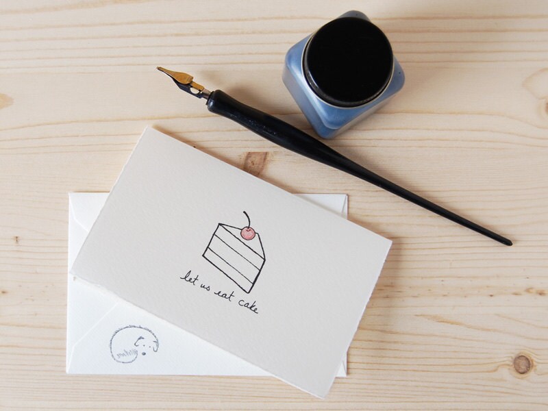 Cute Birthday Card Simple Birthday Party Invitation Let Us Eat Cake - Etsy