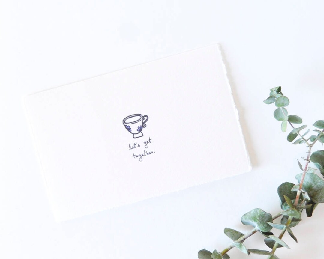 Cute Thinking of You Card - Simple Tea Cup Party Invitation - Let's Get ...