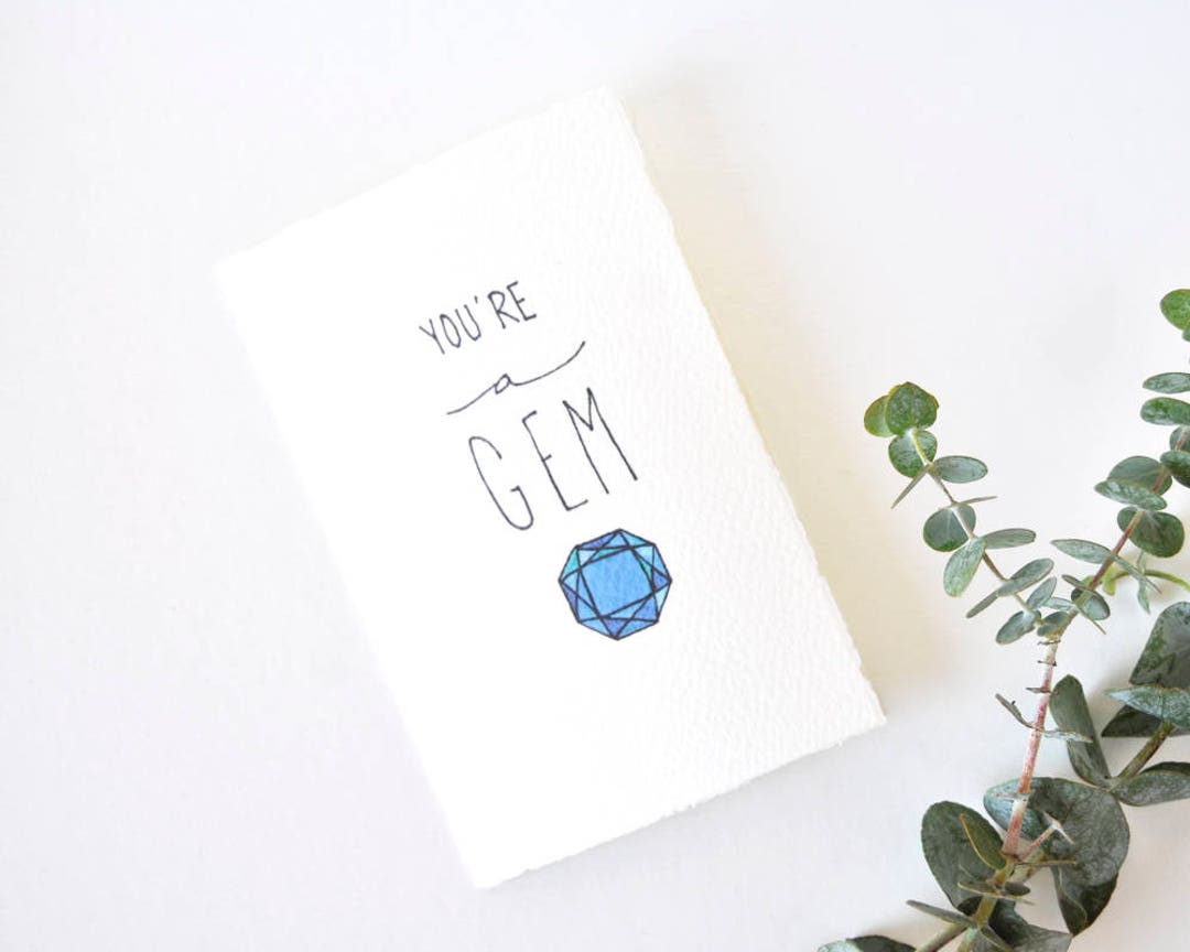 Simple Thinking of You Card - You're A Gem - Etsy