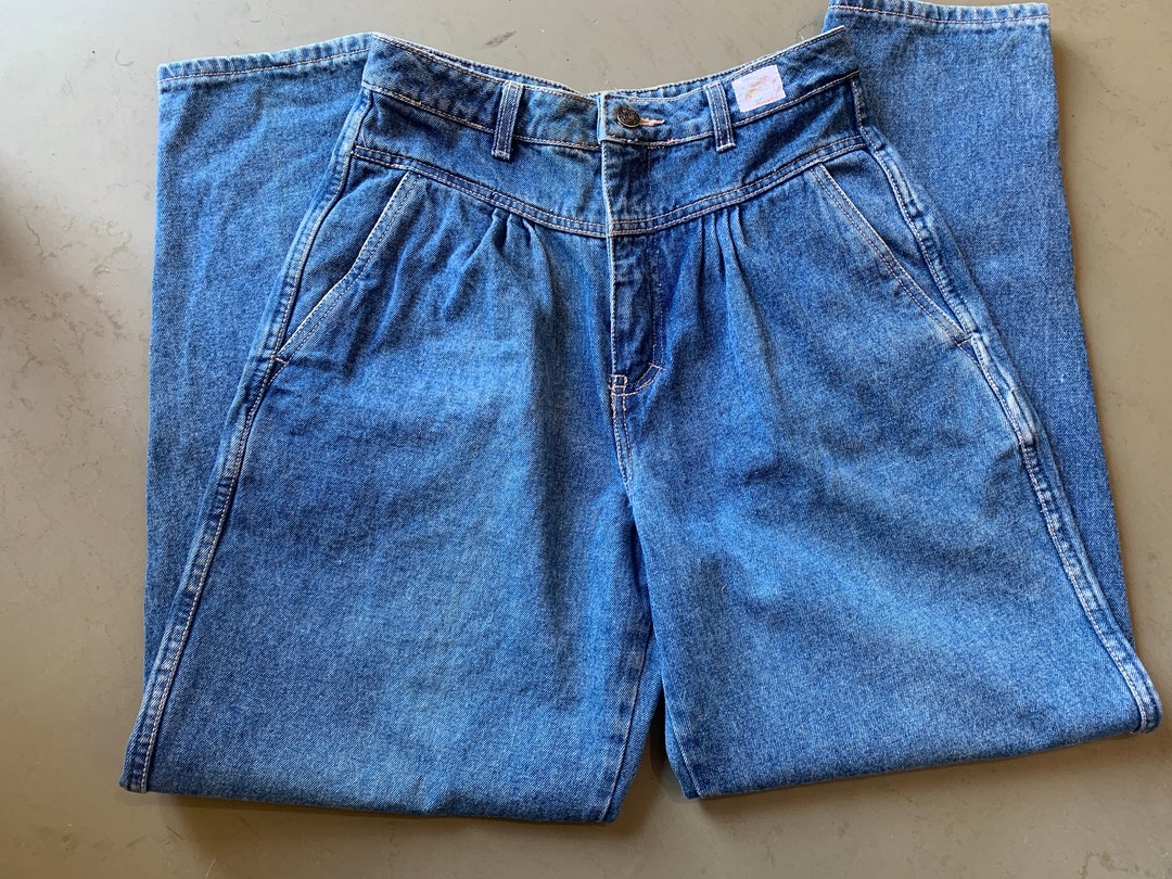 High Waisted Sasson Denim Jeans 100% Cotton Size 8 Pleated Yoke Side ...