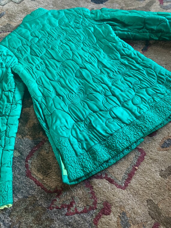 Vibrant Green Quilted Jacket | Asian Style | Side Poc… - Gem