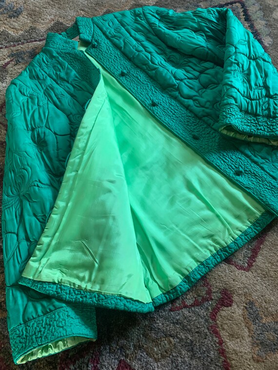 Vibrant Green Quilted Jacket | Asian Style | Side Poc… - Gem